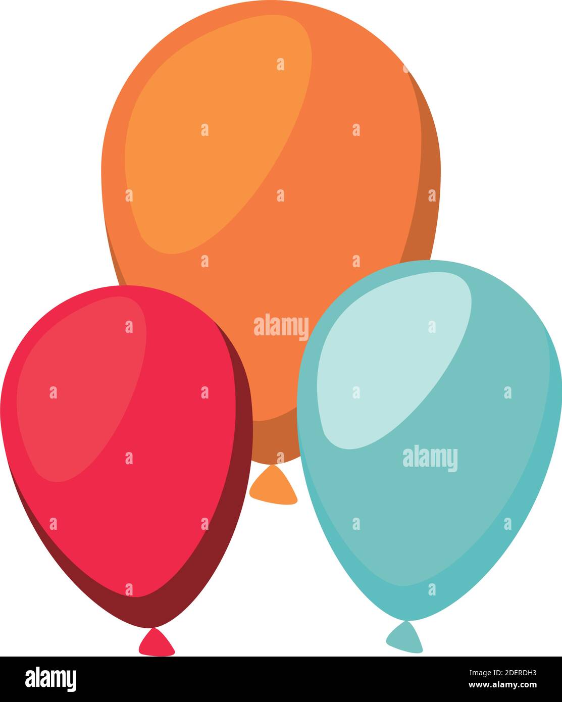 colors balloons helium floating flat style icon vector illustration ...