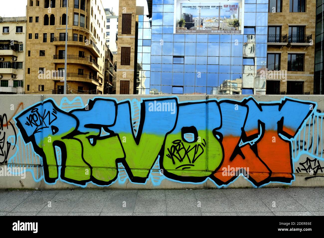 Graffitis in downtown Beirut during Revolution 2019, Lebanon protests ...
