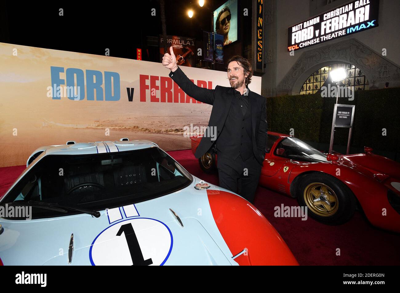 Christian Bale attends the Premiere Of FOX's "Ford V Ferrari" at TCL ...