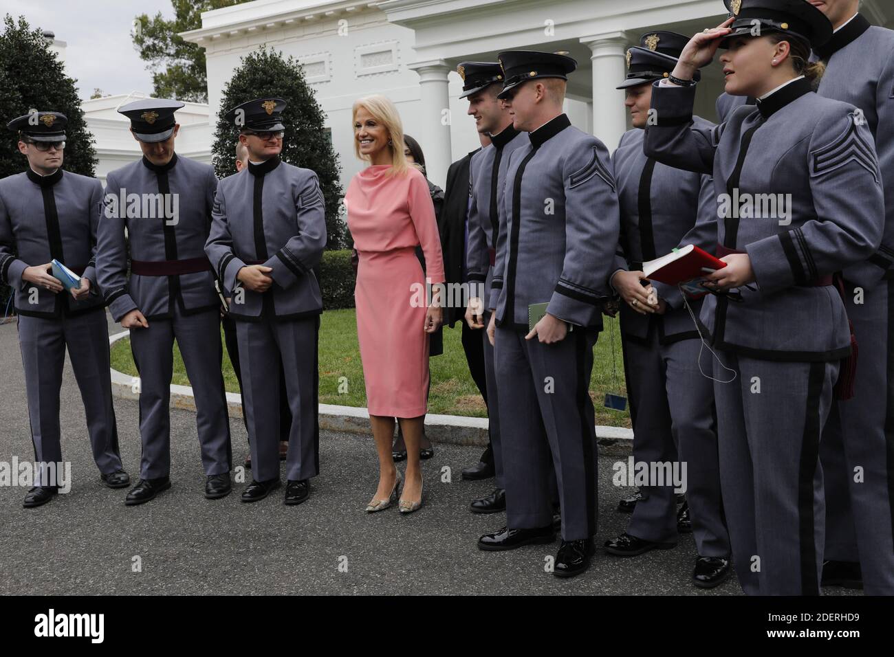 Counselor to the President Kellyanne Conway poses for a group photo ...