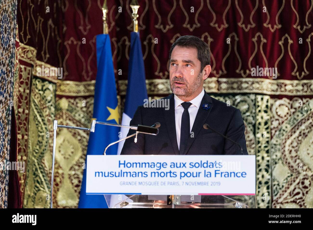 Christophe Castaner, French minister of the interior, pays tribute to ...