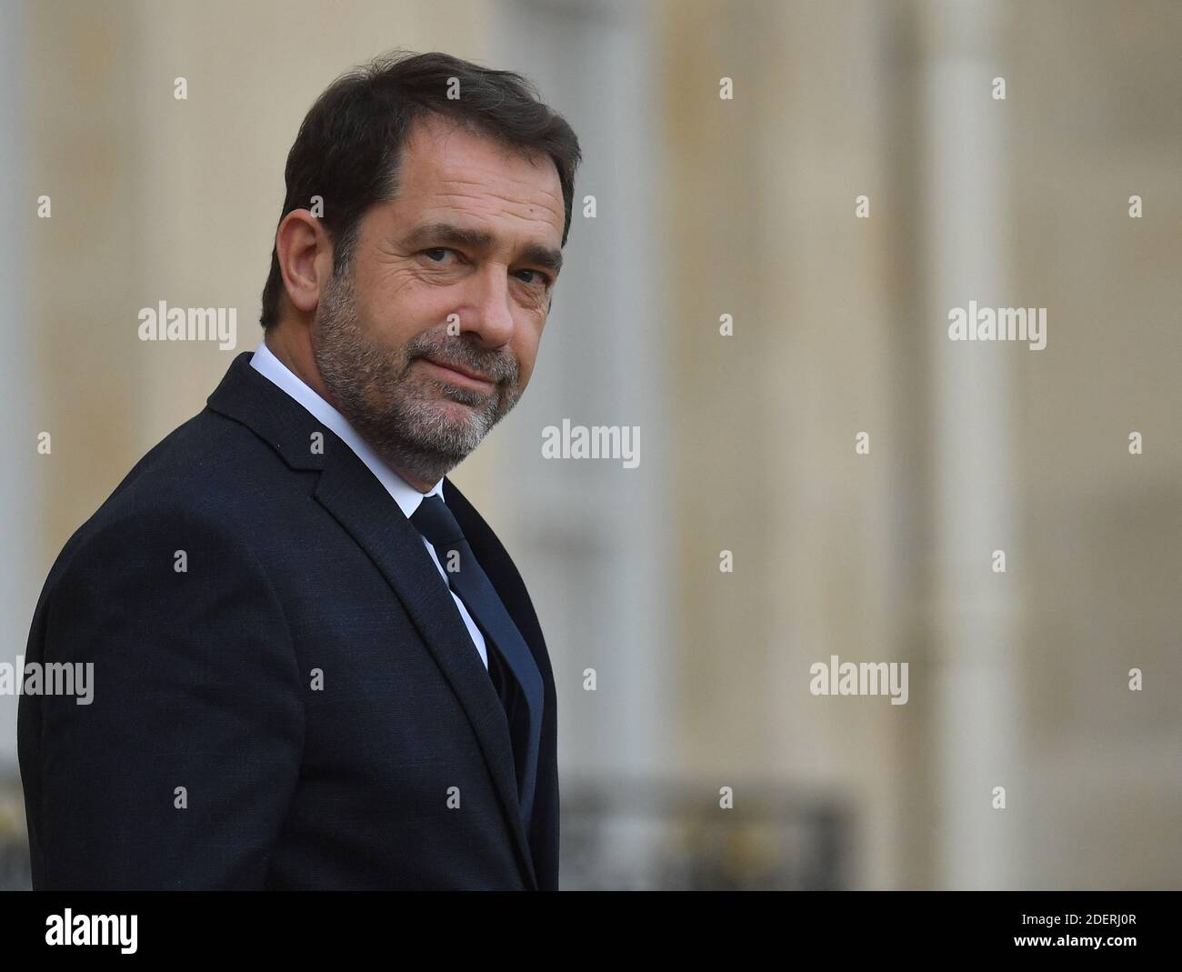 Interior Minister Christophe Castaner leaving the Elysee presidential ...