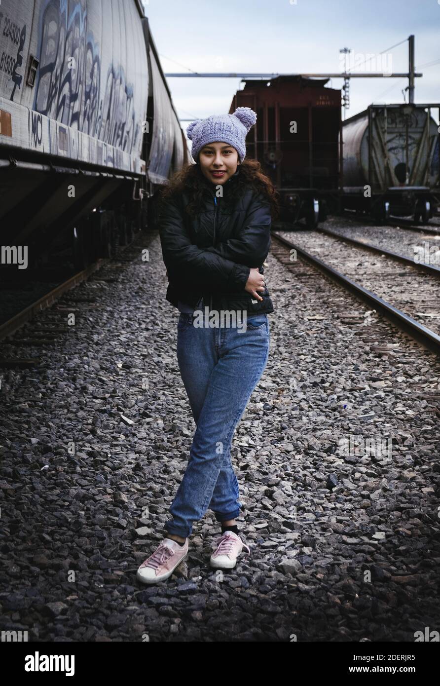 Portrait on train station Stock Photo - Alamy