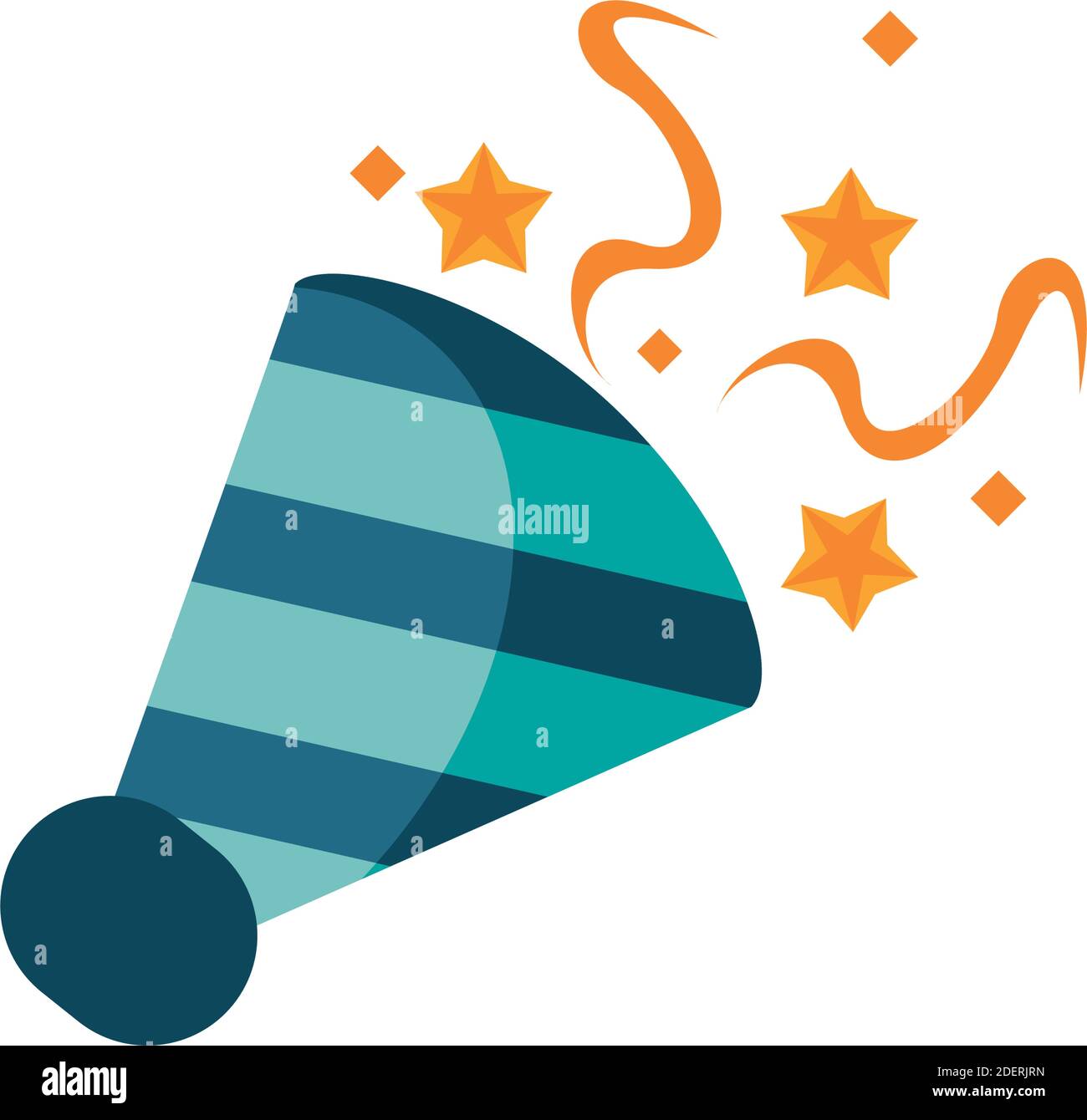 cornet party with confetti flat style icon vector illustration design ...