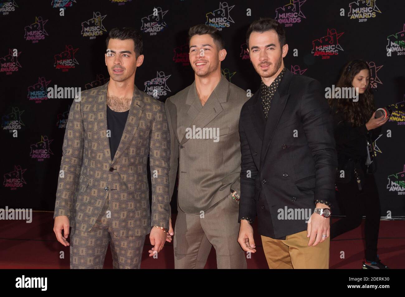 Nick Jonas, Joe Jonas, Kevin Jonas arriving to the 21st NRJ Music ...