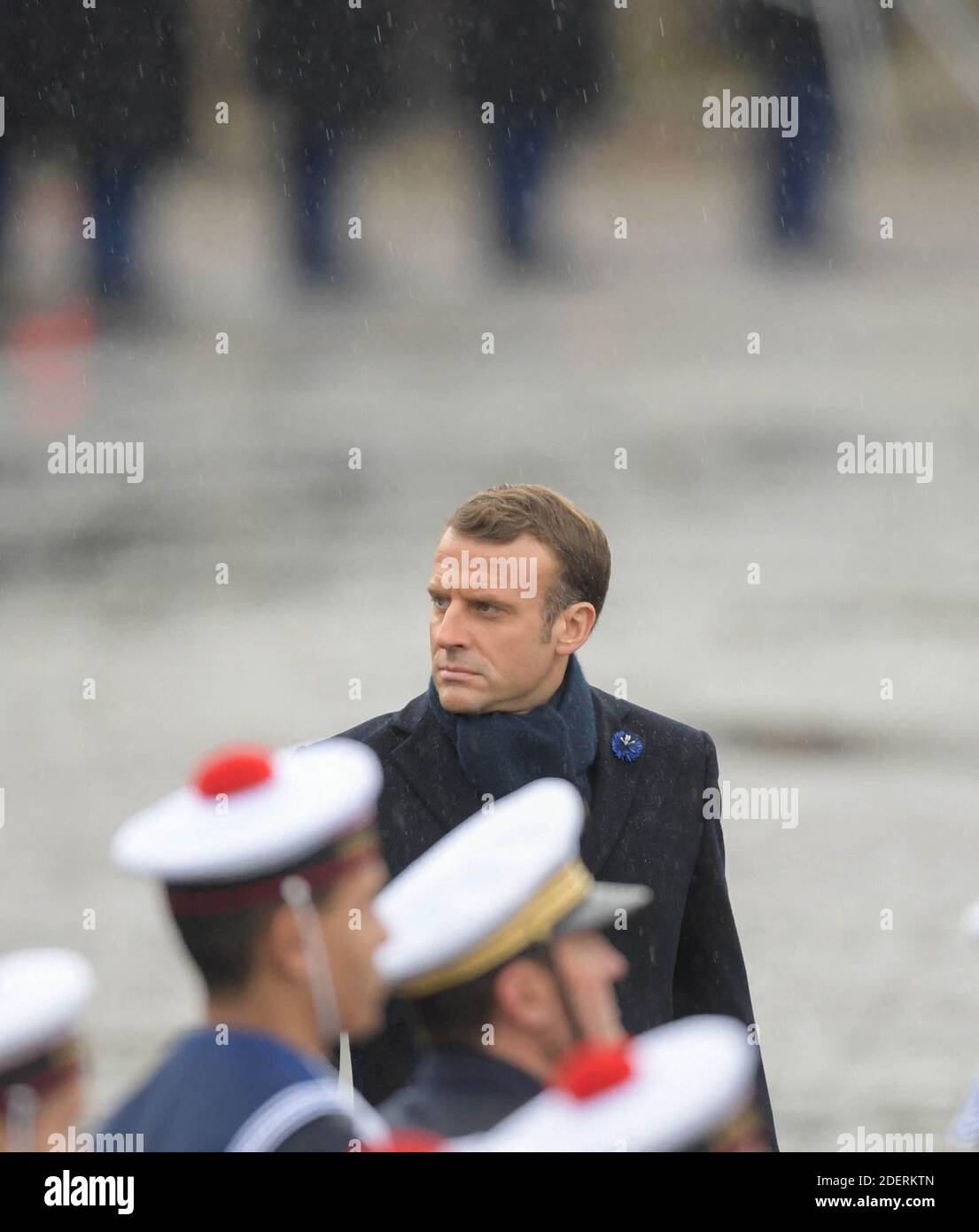 French President Emmanuel Macron attends a ceremony at the Arc de ...