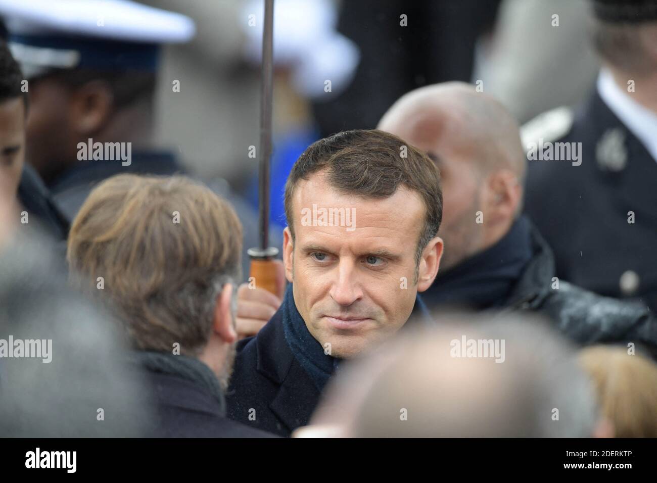 French President Emmanuel Macron attends a ceremony at the Arc de ...