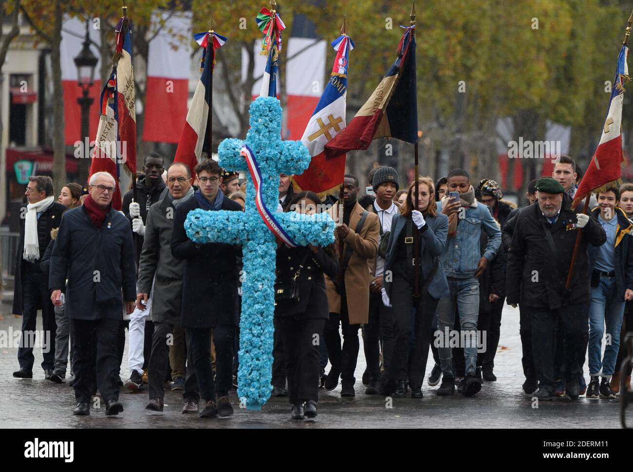 Ceremony at the Arc de Triomphe in Paris, France on November 11, 2019 ...