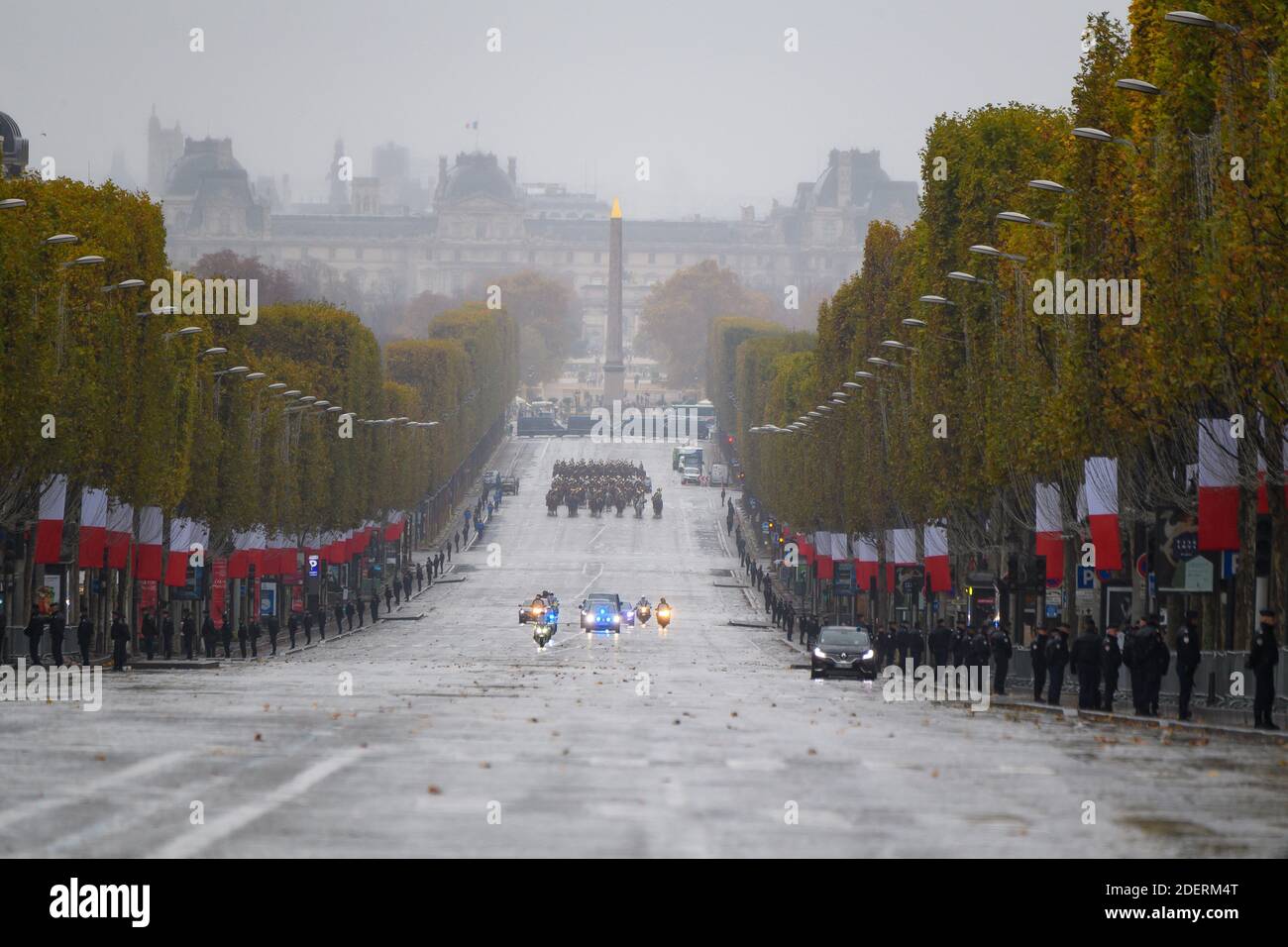 Ceremony at the Arc de Triomphe in Paris, France on November 11, 2019 ...