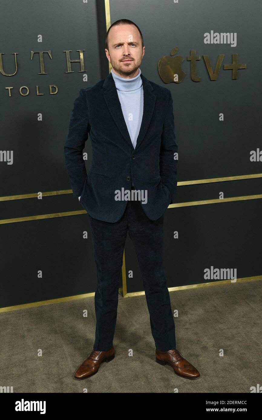 Aaron Paul attends the premiere Of Apple TV+'s "Truth Be Told" at AMPAS ...