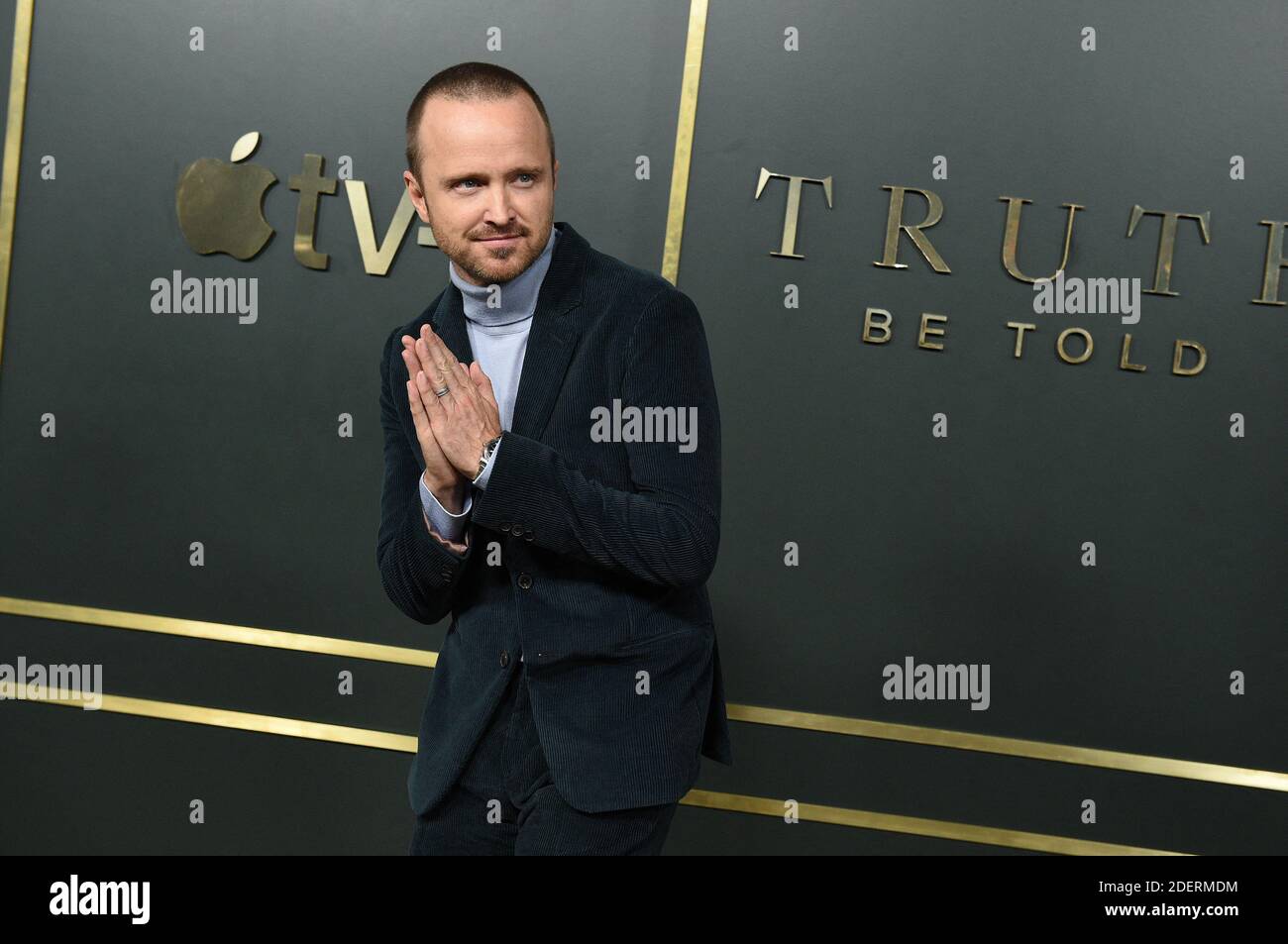 Aaron Paul attends the premiere Of Apple TV+'s "Truth Be Told" at AMPAS ...