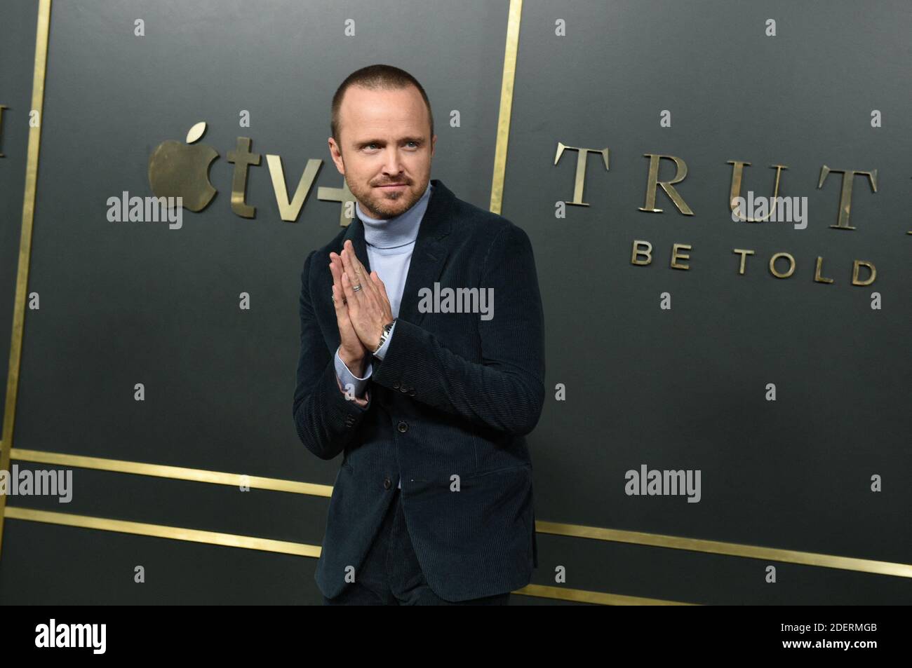 Aaron Paul attends the premiere Of Apple TV+'s "Truth Be Told" at AMPAS ...