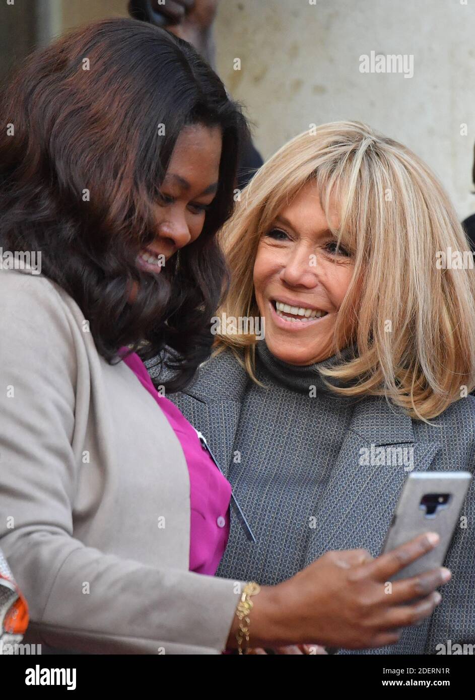 France's first lady Brigitte Macron welcomes the African first ladies ...