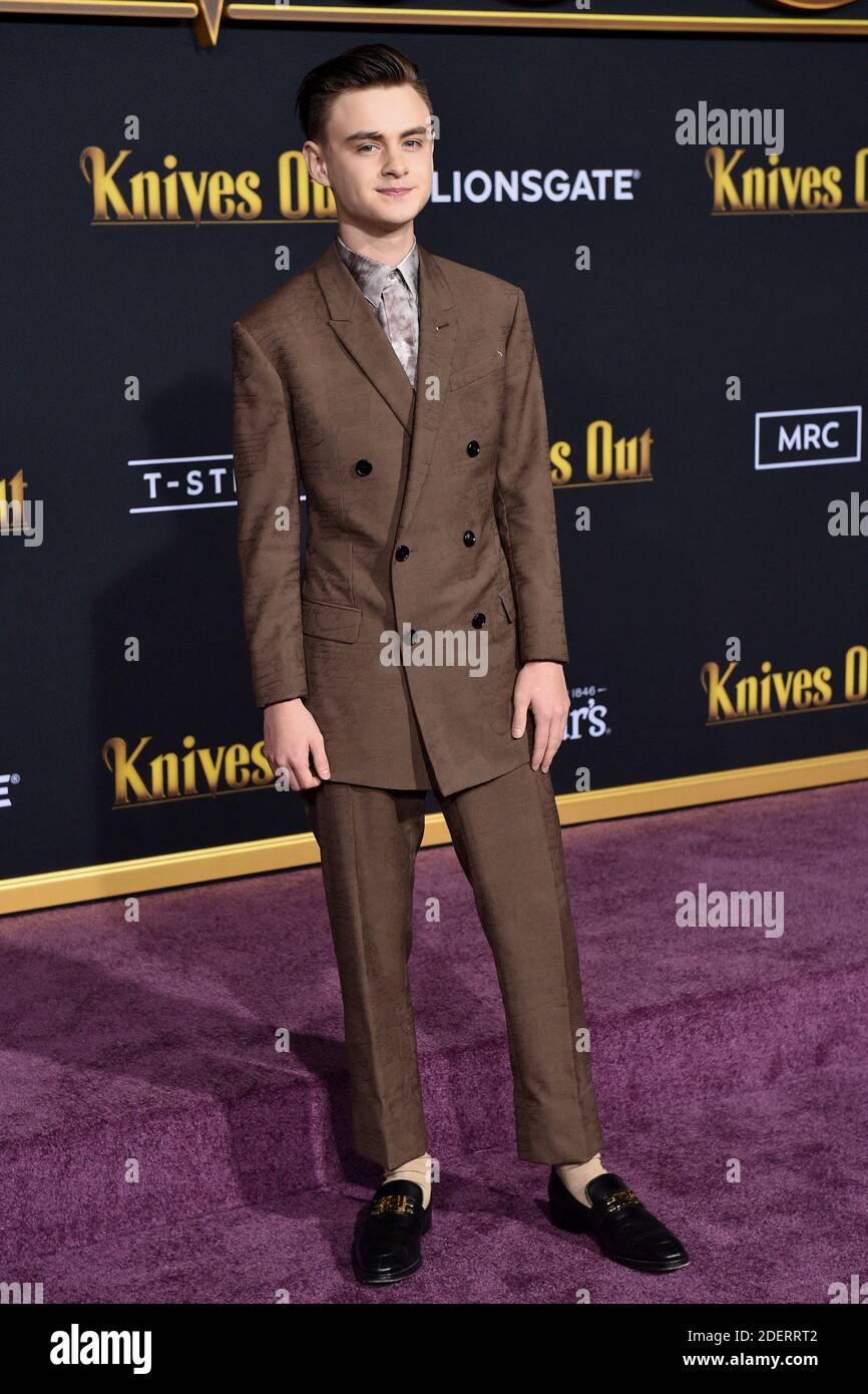 Jaeden Martell attends the premiere of "Knives Out" at Regency Village ...