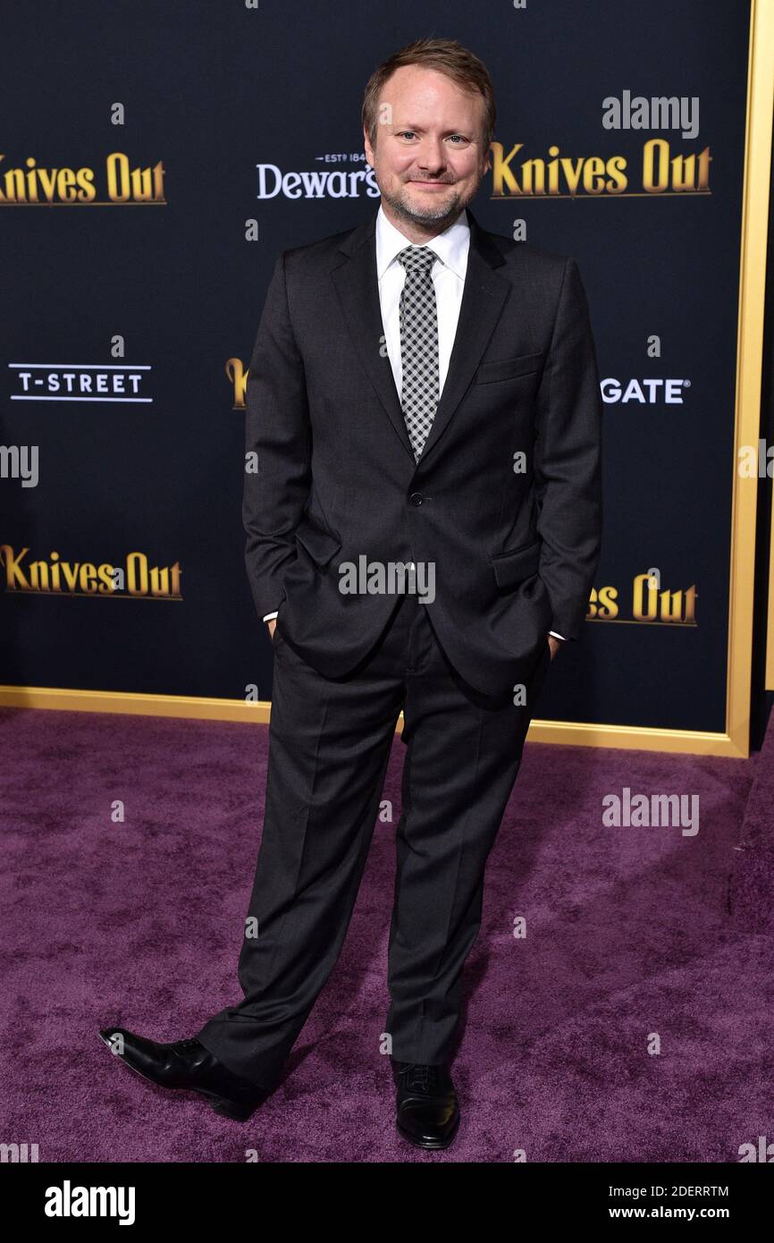 Rian Johnson attends the premiere of "Knives Out" at Regency Village ...
