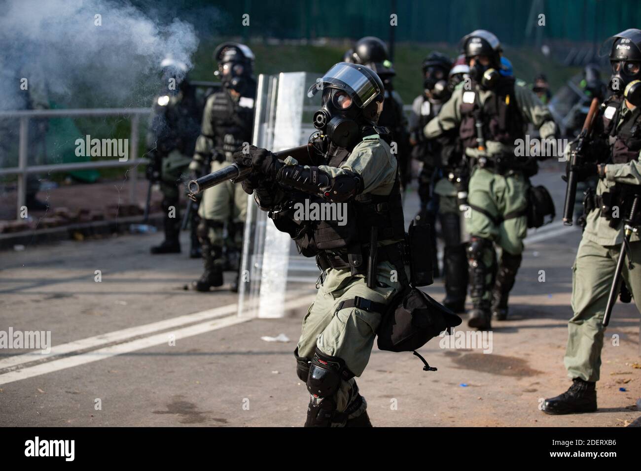 Police fire. in Hong Kong on November 12, 2019. An unprecedented ...