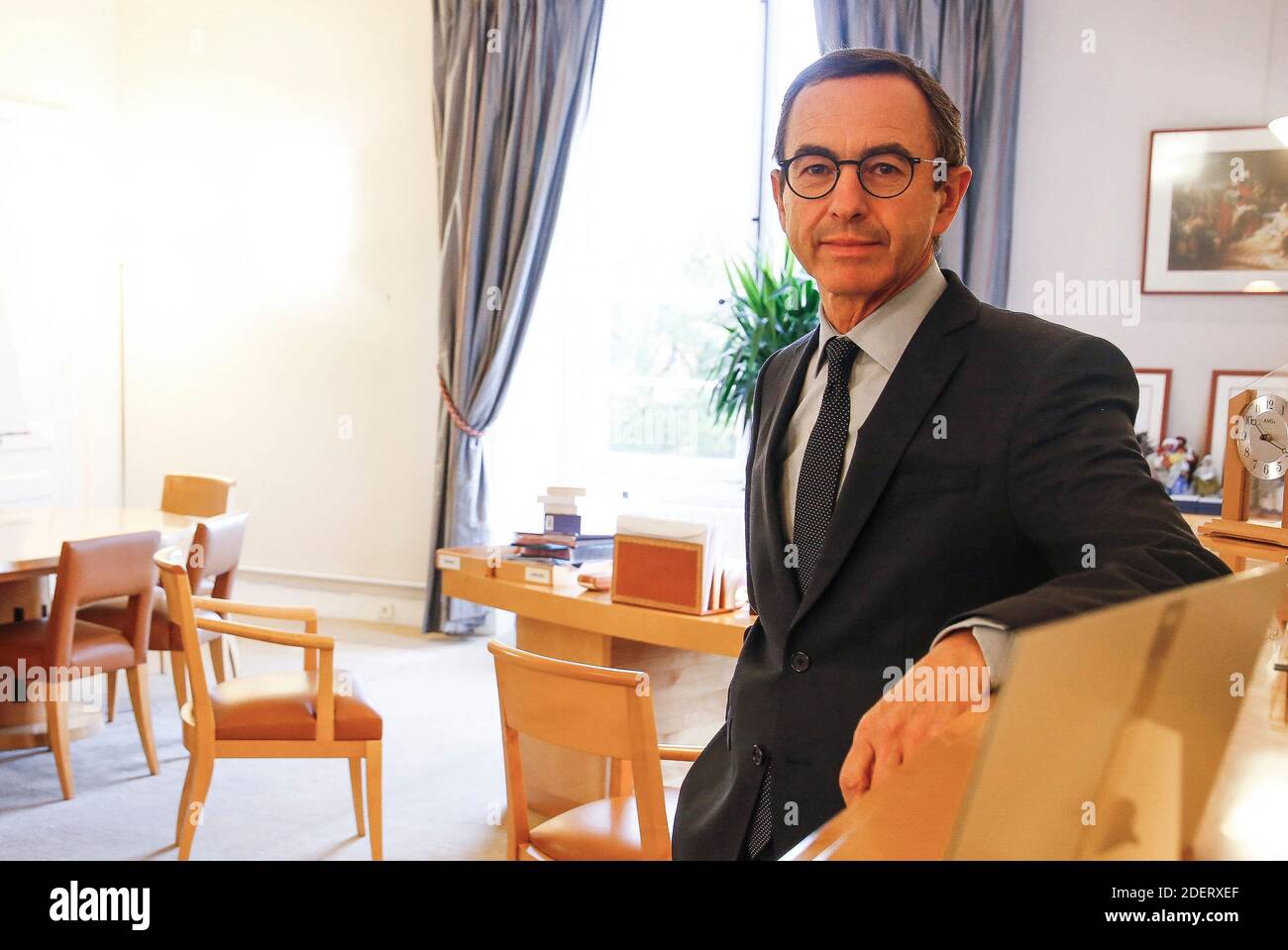 Exclusive - Senator Bruno Retailleau posing in his office at the Senate ...