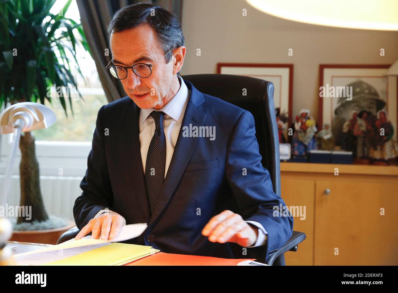 Exclusive - Senator Bruno Retailleau posing in his office at the Senate ...