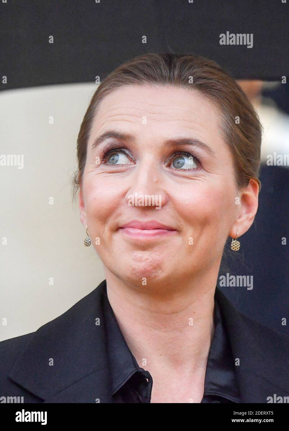 Danish Prime Minister Mette Frederiksen leaves the Elysee Palace after ...