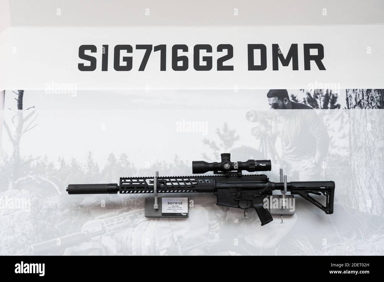 A SIG716G2 DMR from the German manufacturer SigSauerduring the Milipol ...