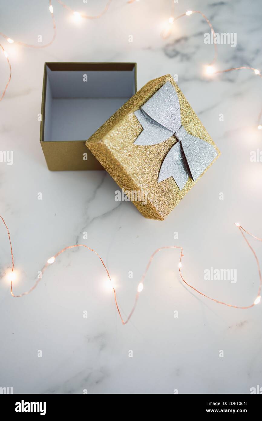 presents and special occasions conceptual image, open gift box with ...