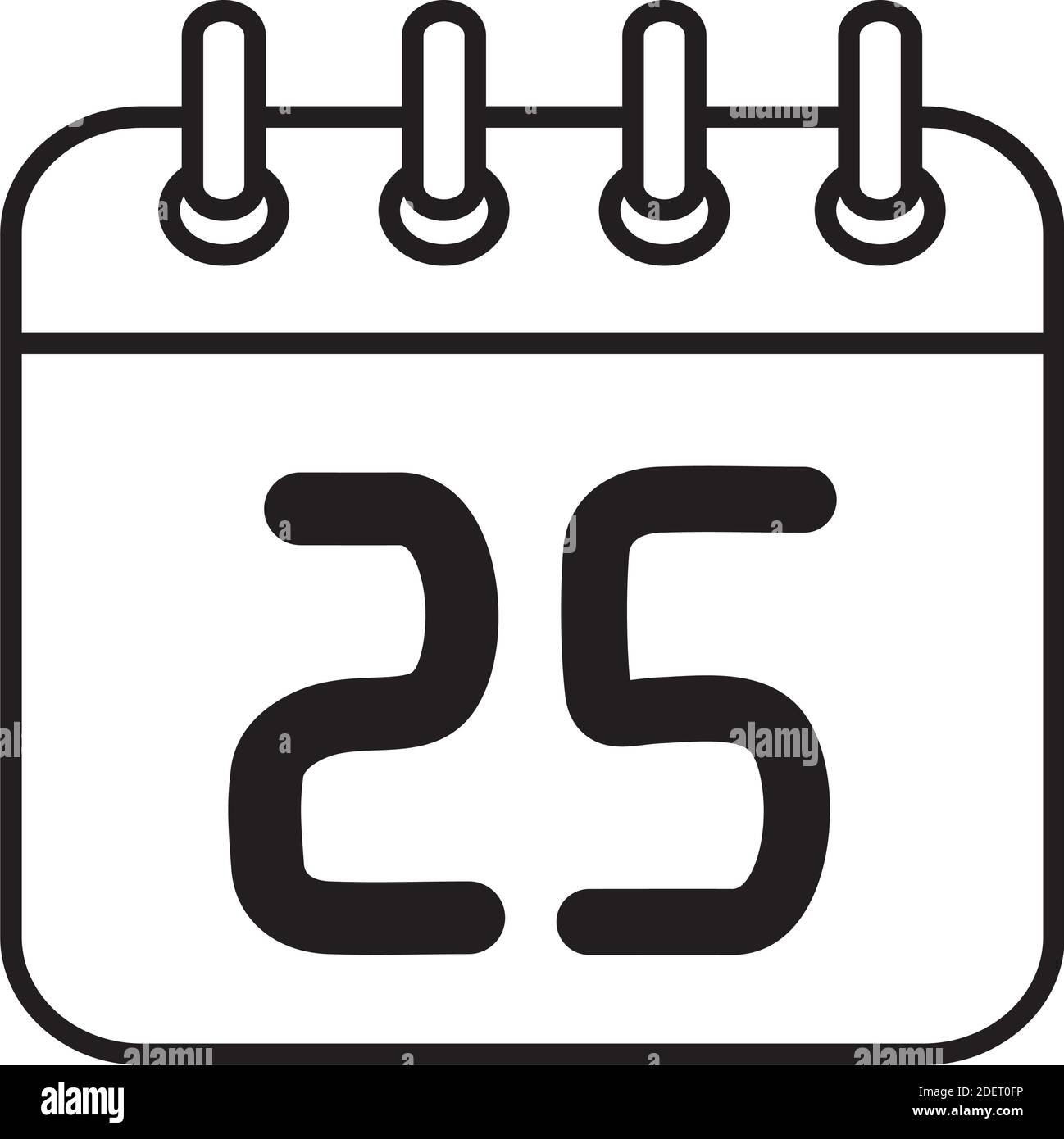 merry chritsmas calendar with 25 number line style icon Stock Vector ...