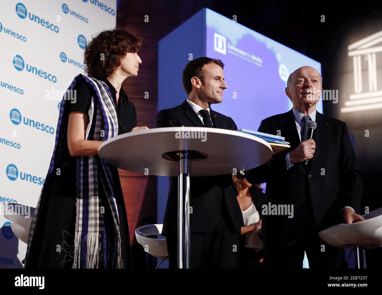 UNESCO Director-General Audrey Azoulay, French President Emmanuel ...