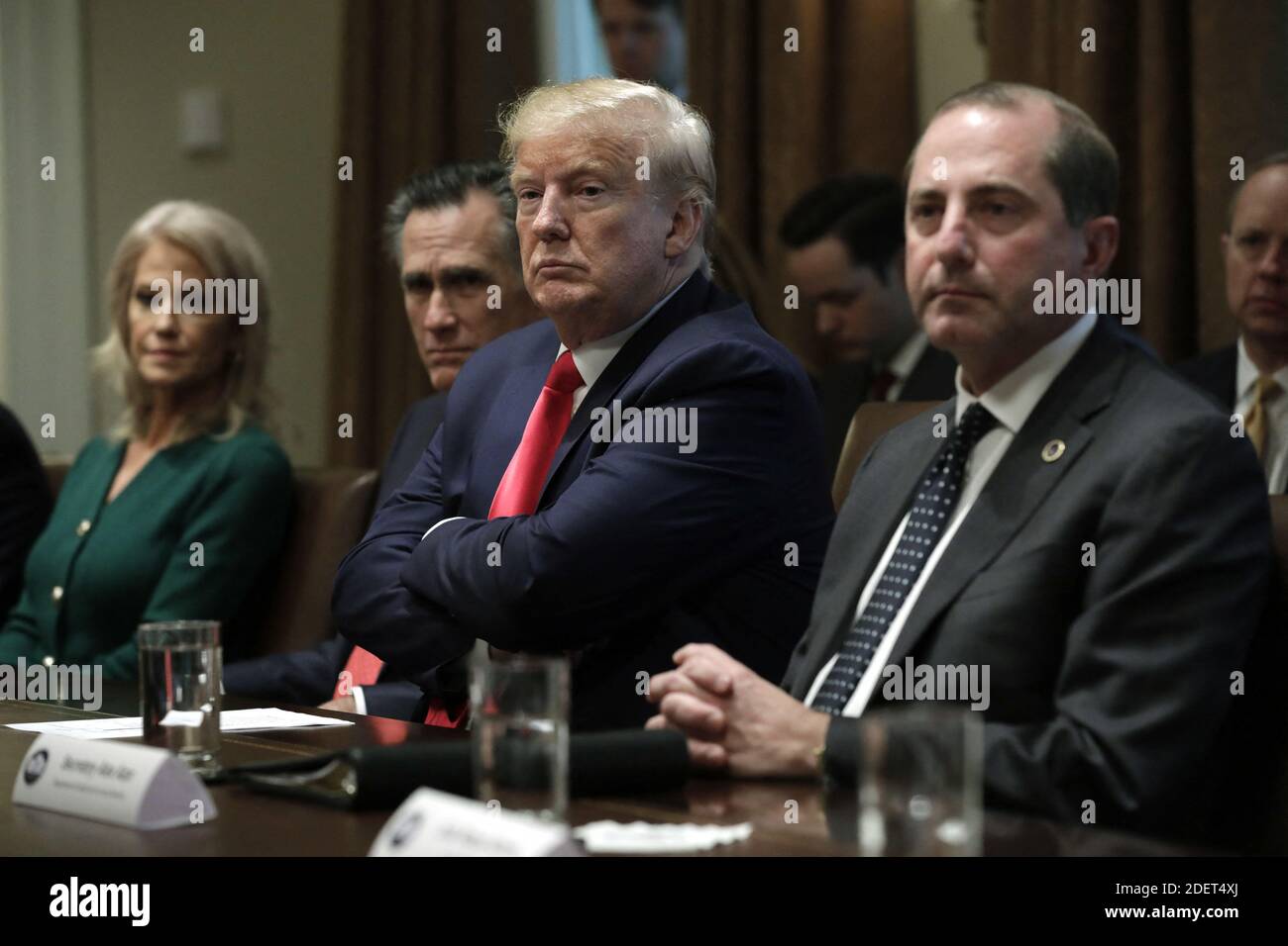 U.S. President Donald Trump listens to debates during a meeting on ...