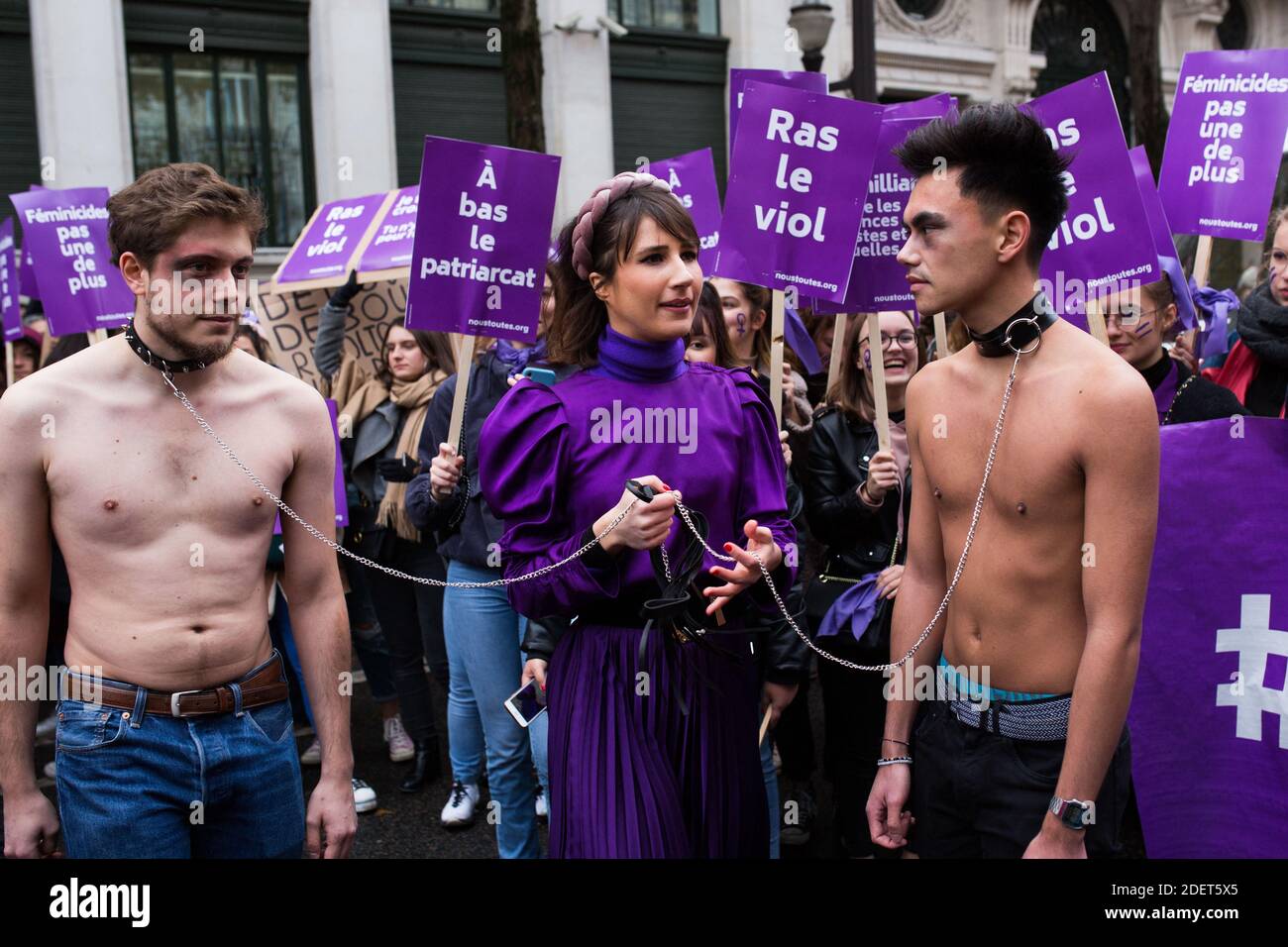 French comedian Marie Benoliel aka Marie S Infiltre C is seen during a protest to condemn violence against women on November 23 2019 in Paris. Photo by Raphael Lafargue ABACAPRESS.COM Stock Photo Alam...