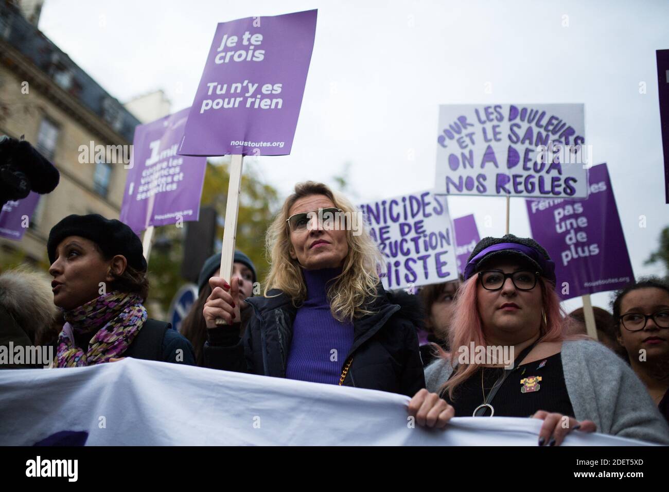 French actress Alexandra Lamy take part in a protest to condemn ...