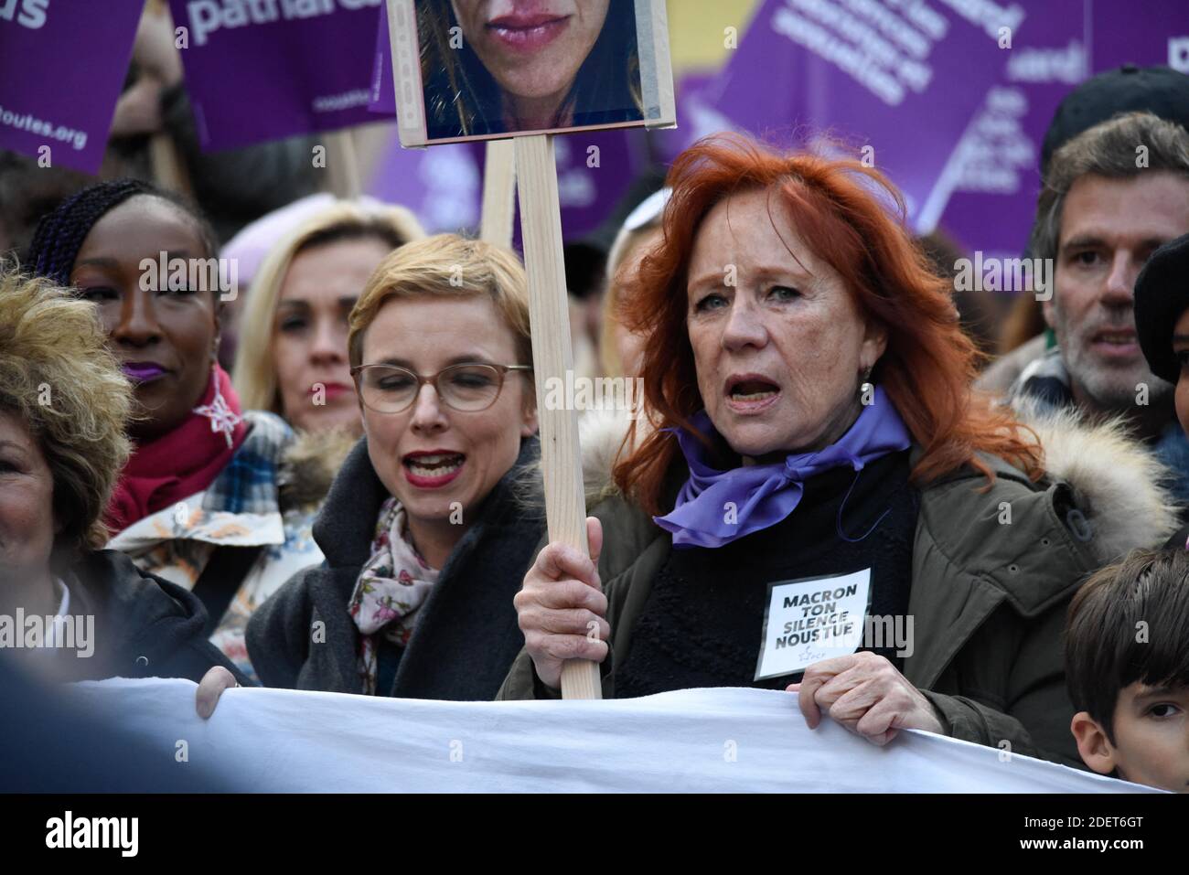 Eva Darlan, Clementine Autain attending the protest during the ...