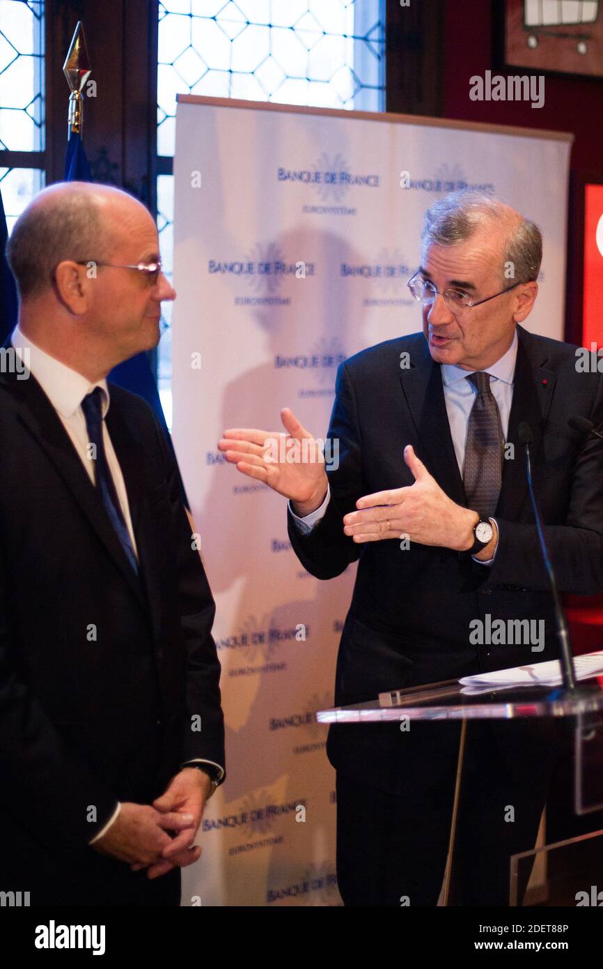 Governor of the Banque de France François Villeroy de Galhau delivers a ...