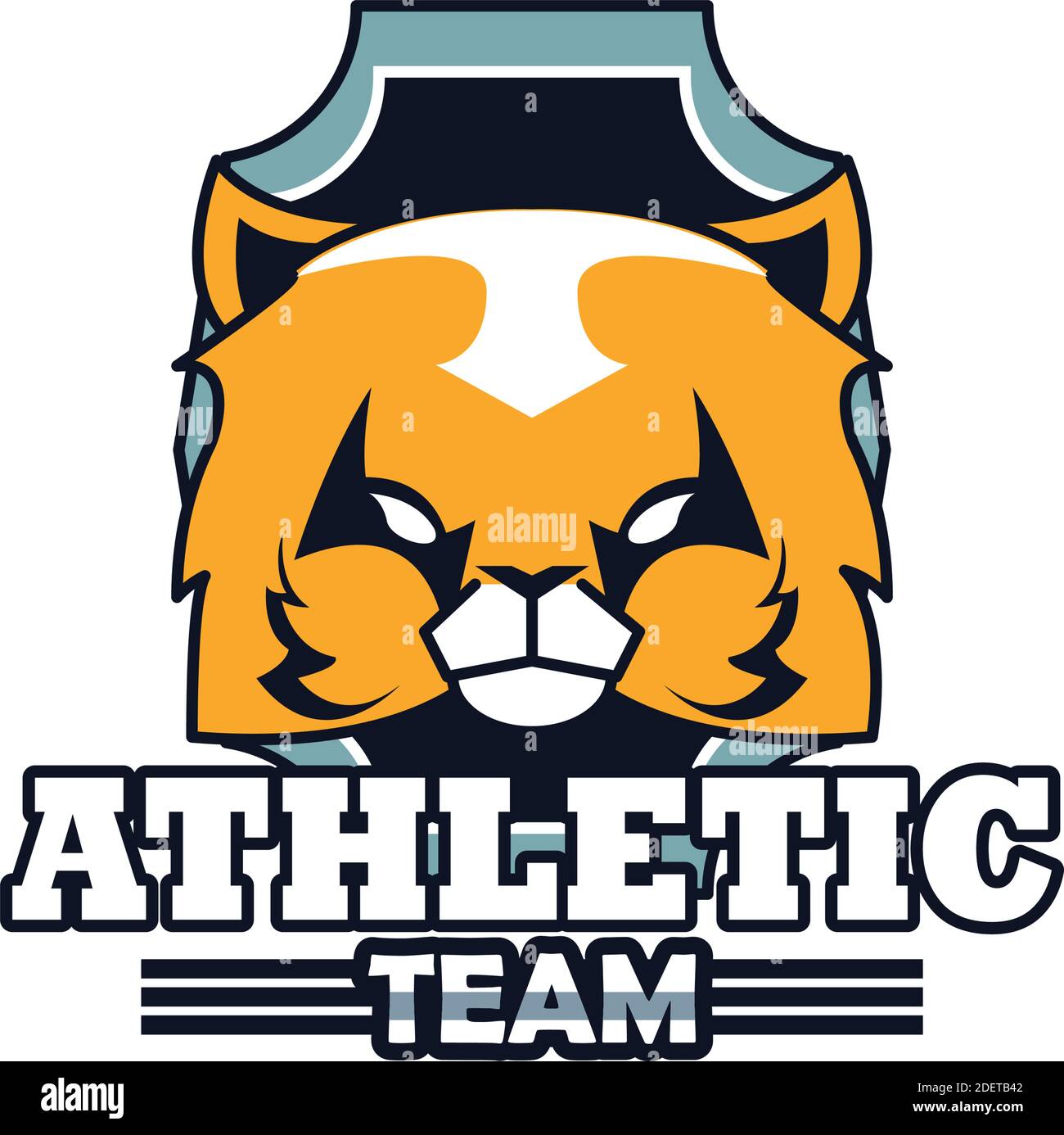 cat head animal emblem icon with athletic team lettering vector ...