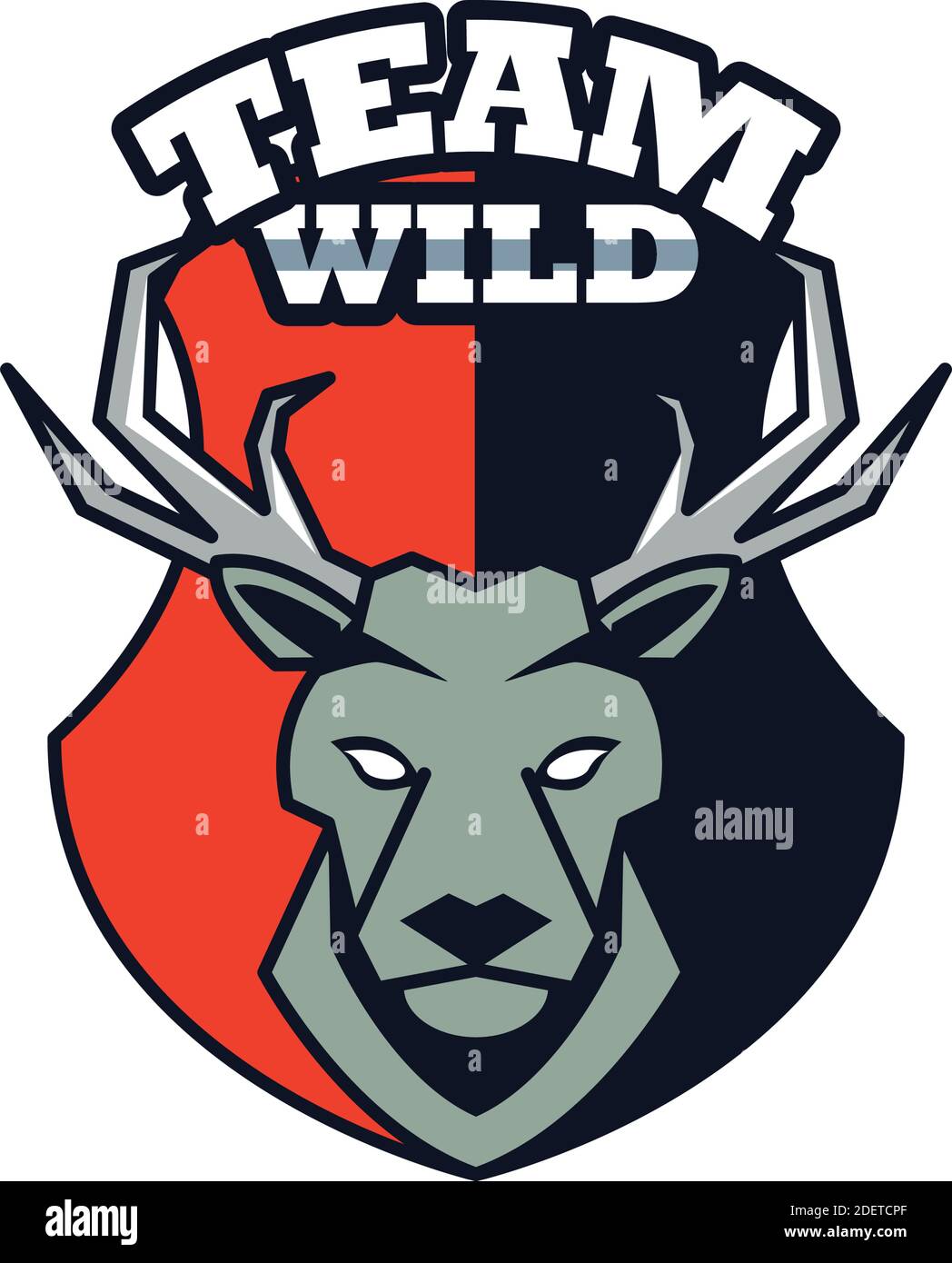 reindeer head animal emblem icon with team wild lettering vector illustration design Stock ...