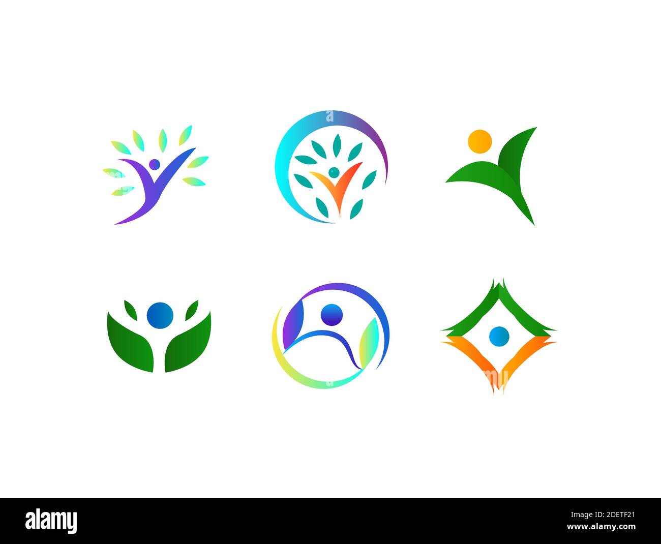 Human and Tree Abstract Logo Design Vector Template Set Stock Vector ...
