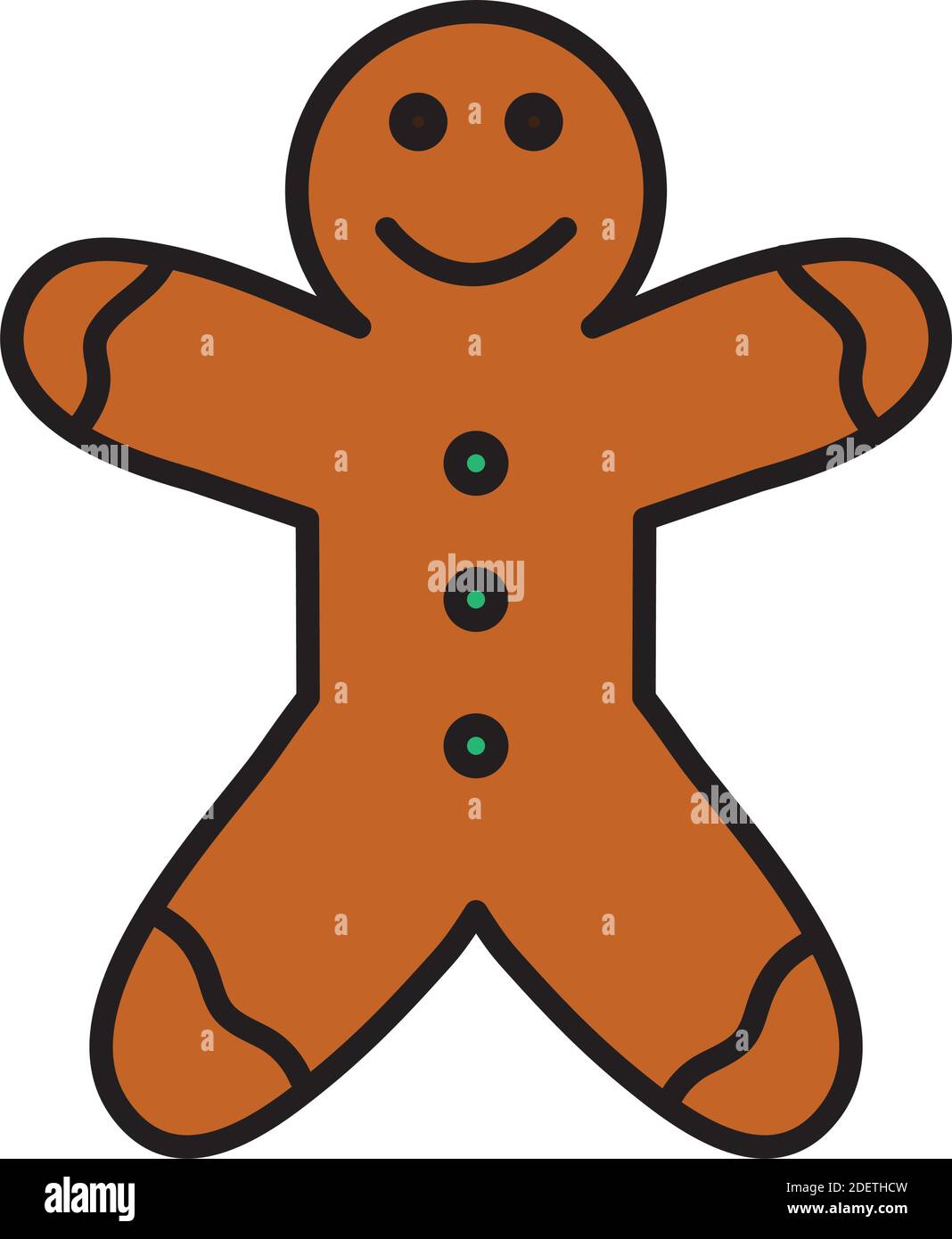 happy merry christmas ginger cookie line and fill style icon Stock ...