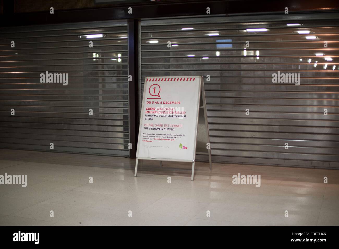 Closed metro during the general transport strike in Paris, France on ...