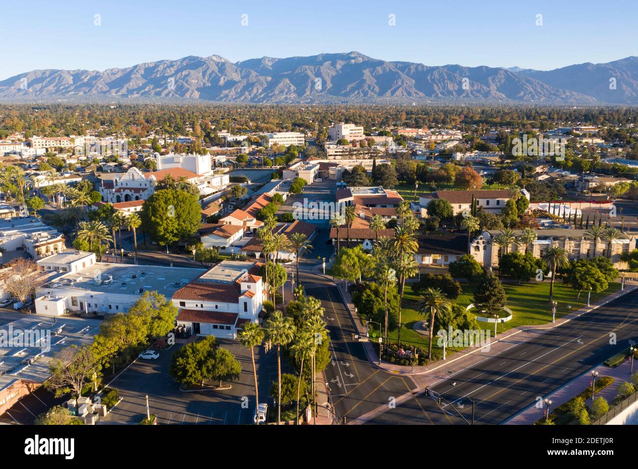 Aerial view of the historic Mission San Gabriel in California Stock ...