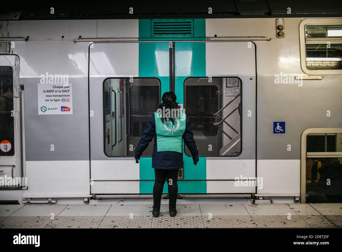 Closed metro during the general transport strike in Paris, France on ...