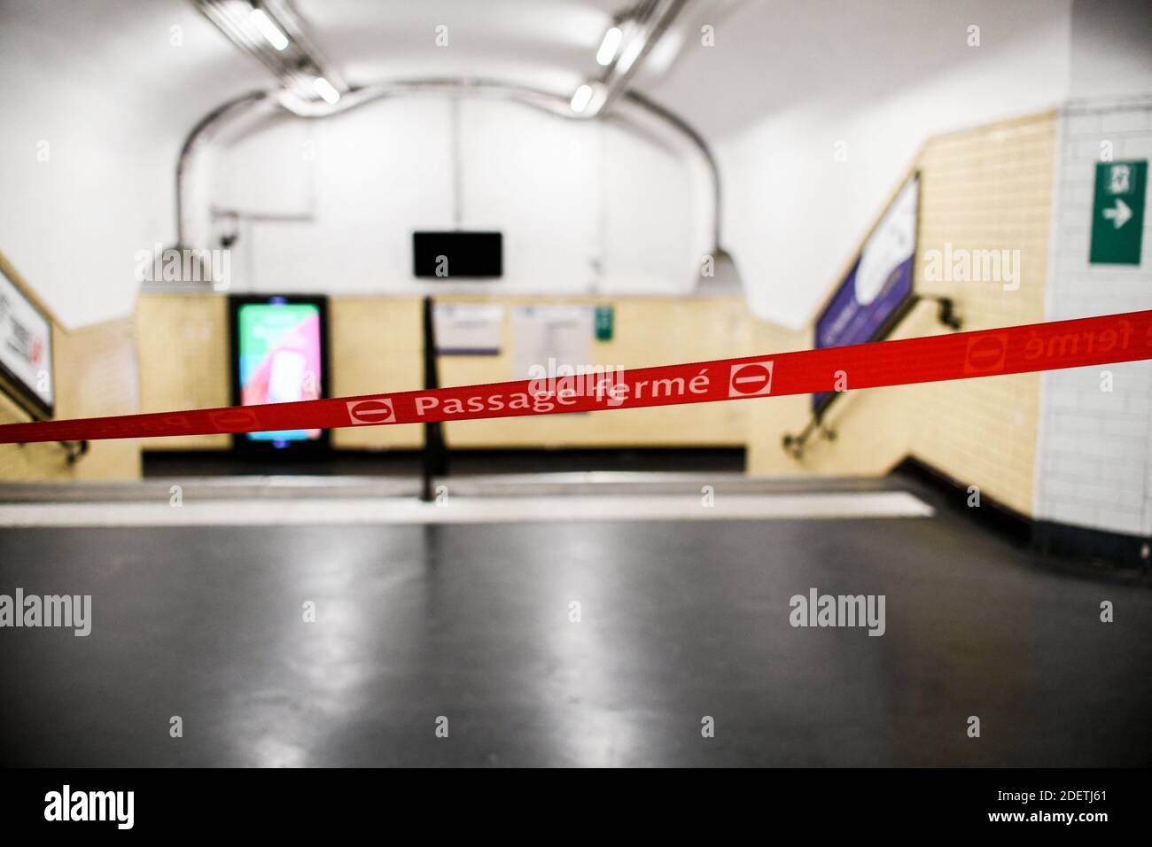 Closed metro during the general transport strike in Paris, France on ...