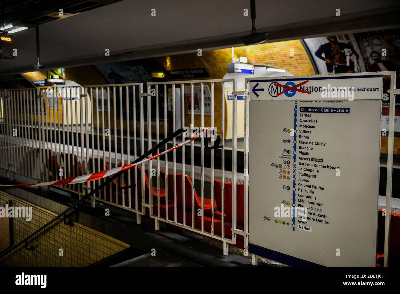 Closed metro during the general transport strike in Paris, France on ...