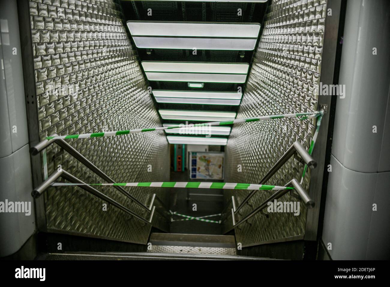 Closed metro during the general transport strike in Paris, France on ...