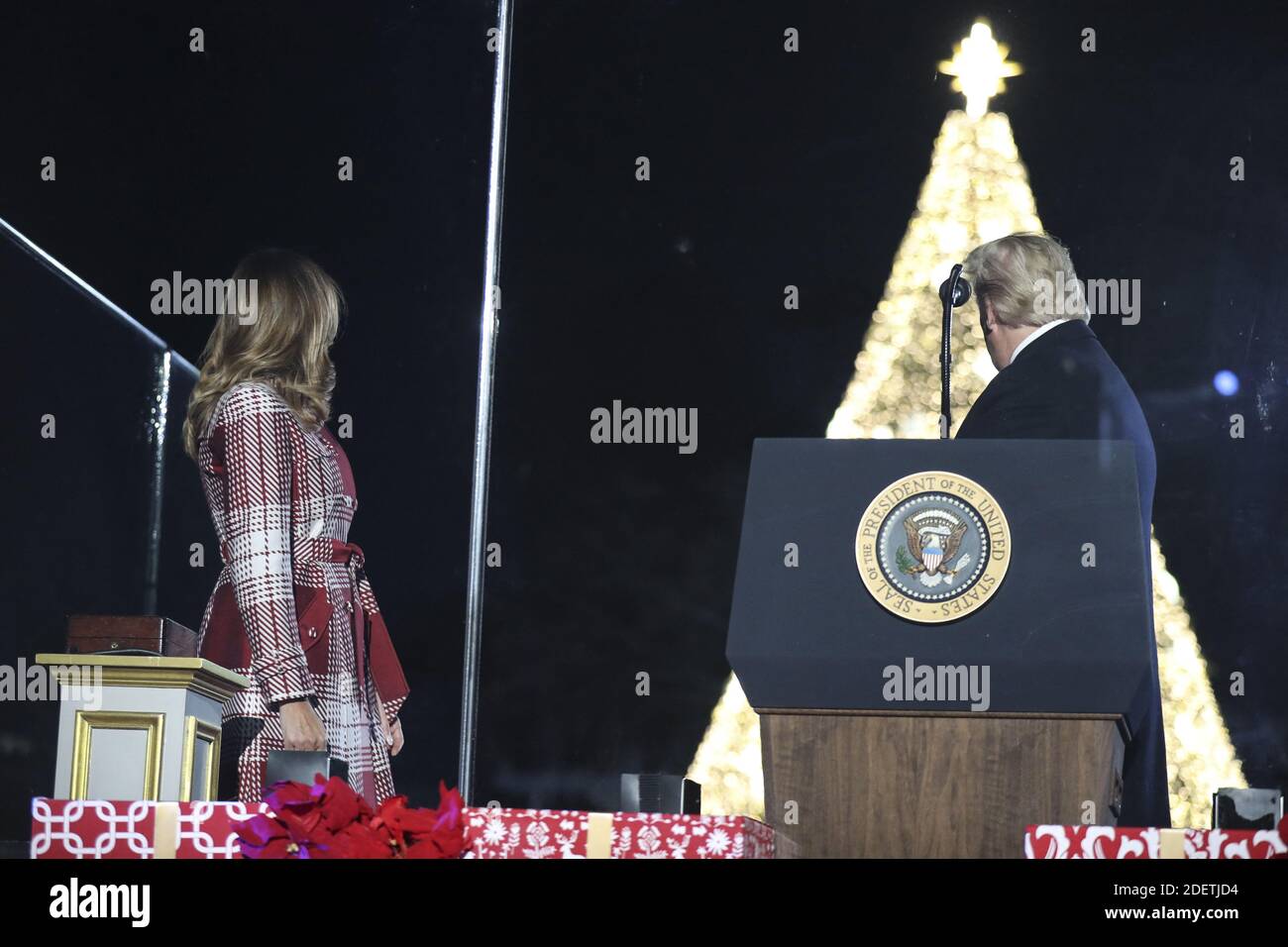 President Donald Trump and first lady Melania Trump attend the 97th ...