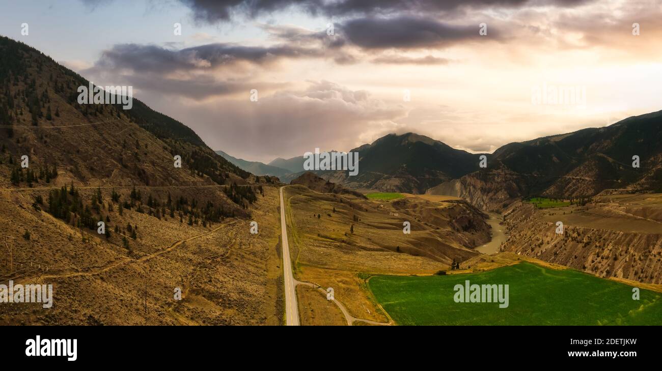 Aerial Panoramic View of a Scenic Highway in the Valley Stock Photo - Alamy