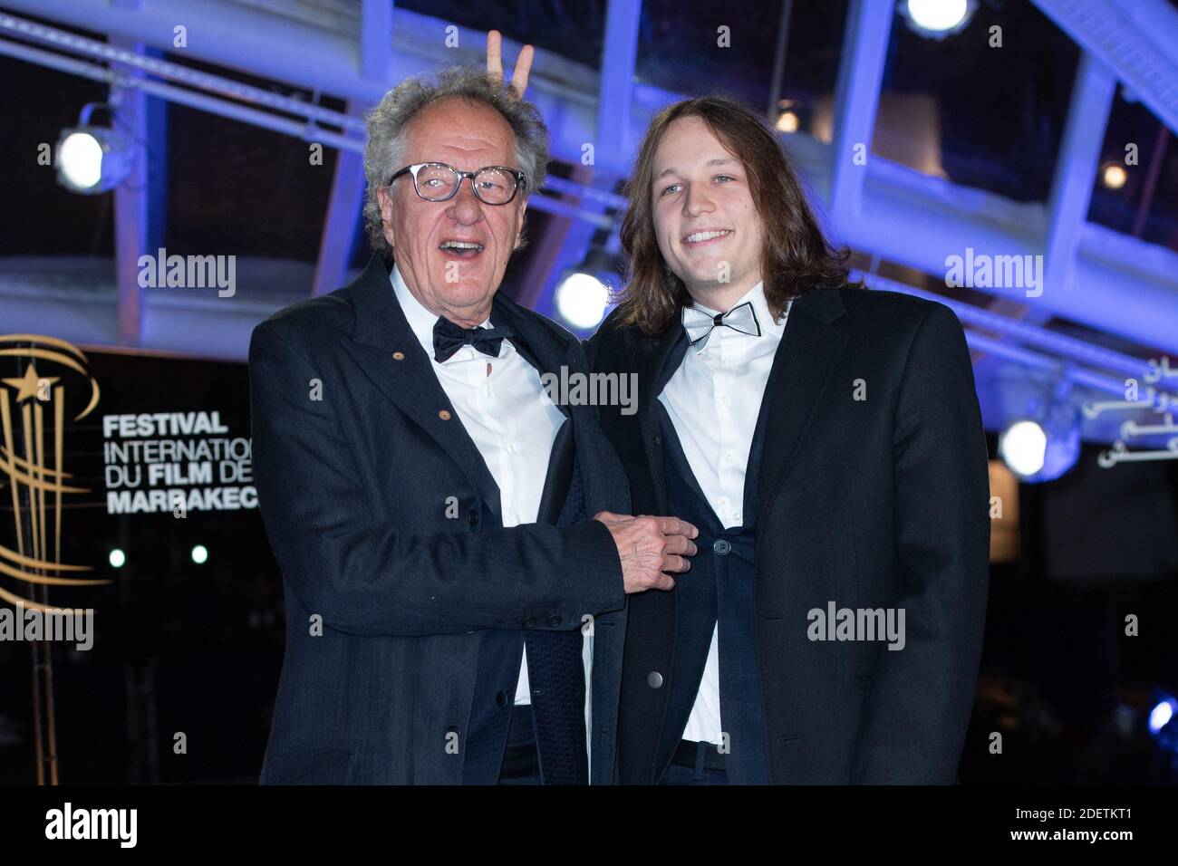Geoffrey Rush and his son attending the Closing Ceremony Red Carpet ...