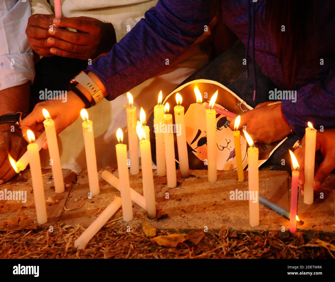 Indian Youth Congress (IYC) activists raise slogans during a ...