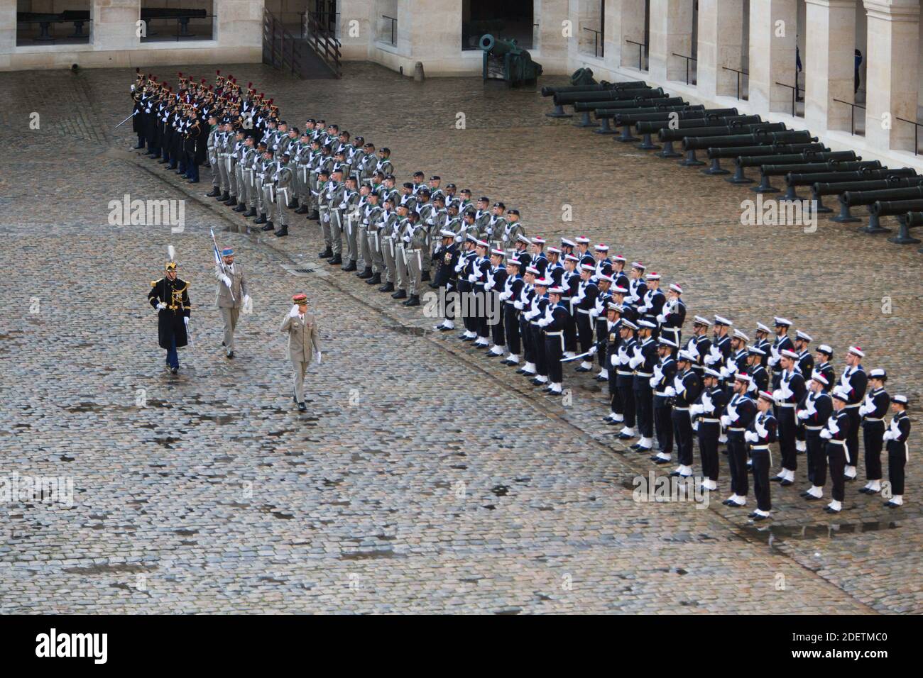 French General Bruno Le Ray salute troops during the award ceremony at ...