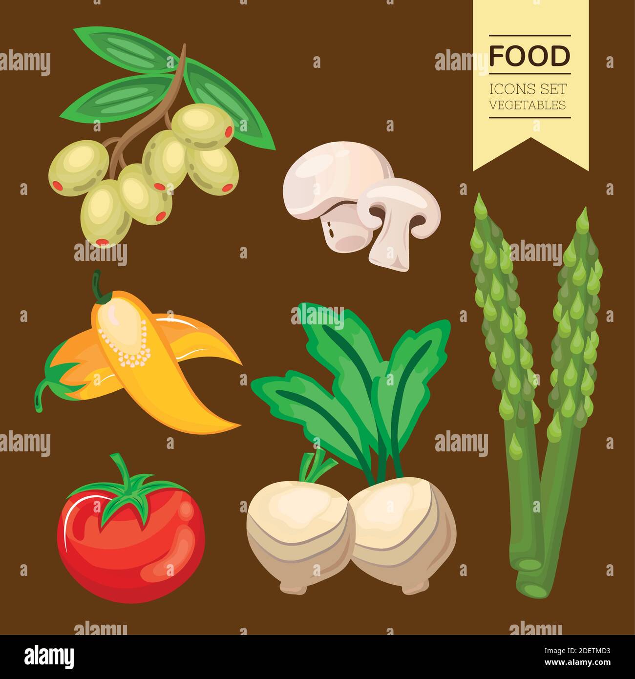 bundle of six vegetables set icons and lettering Stock Vector Image ...