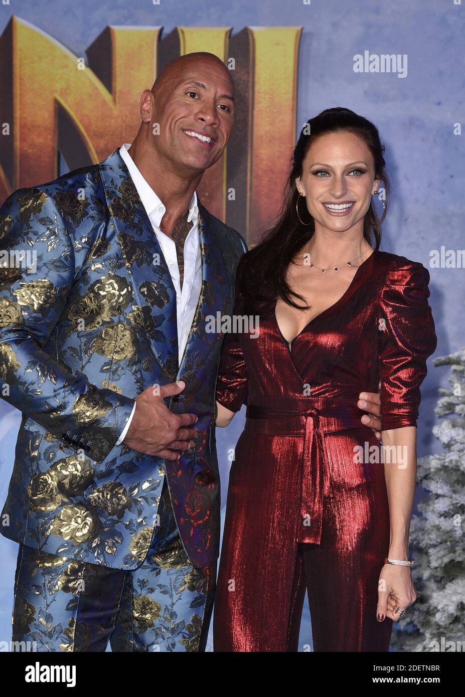 Dwayne Johnson and Lauren Hashian attend the premiere of Sony Pictures' "Jumanji: The Next Level ...