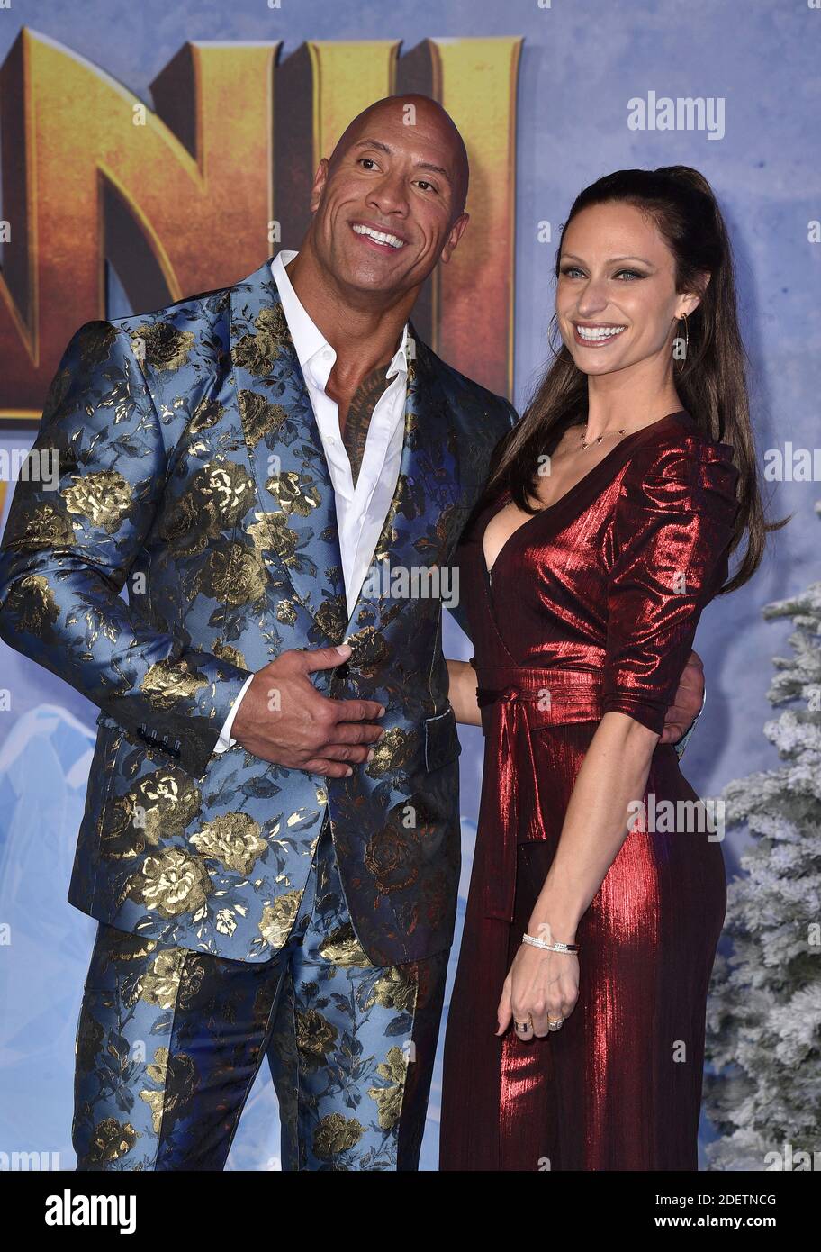Dwayne Johnson and Lauren Hashian attend the premiere of Sony Pictures' "Jumanji: The Next Level ...